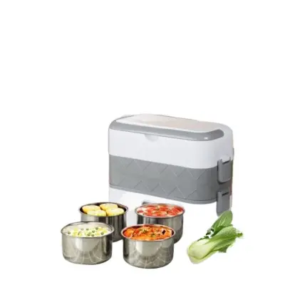 Cooking Lunch Box 4 Liners Stainless Steel Electric Lunch Box 4 In 2 ...