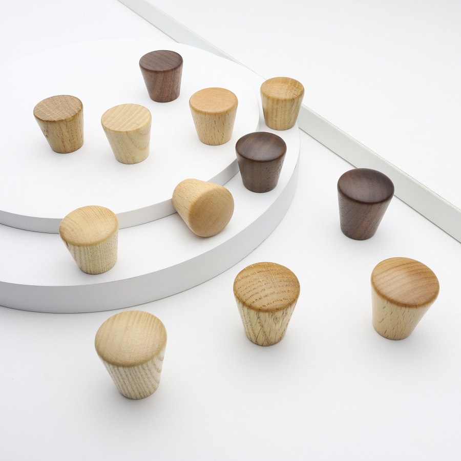 Nordic Round Handle Natural Wooden Cabinet Drawer Wardrobe Knobs For ...