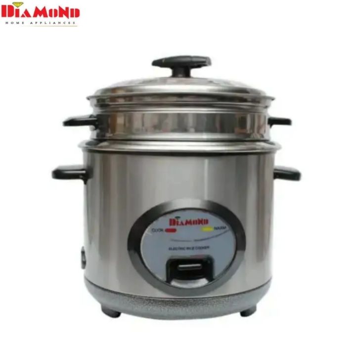 Diamond 1.8L Stainless Steel Rice Cooker | Steel Pot | Steel Steamer ...