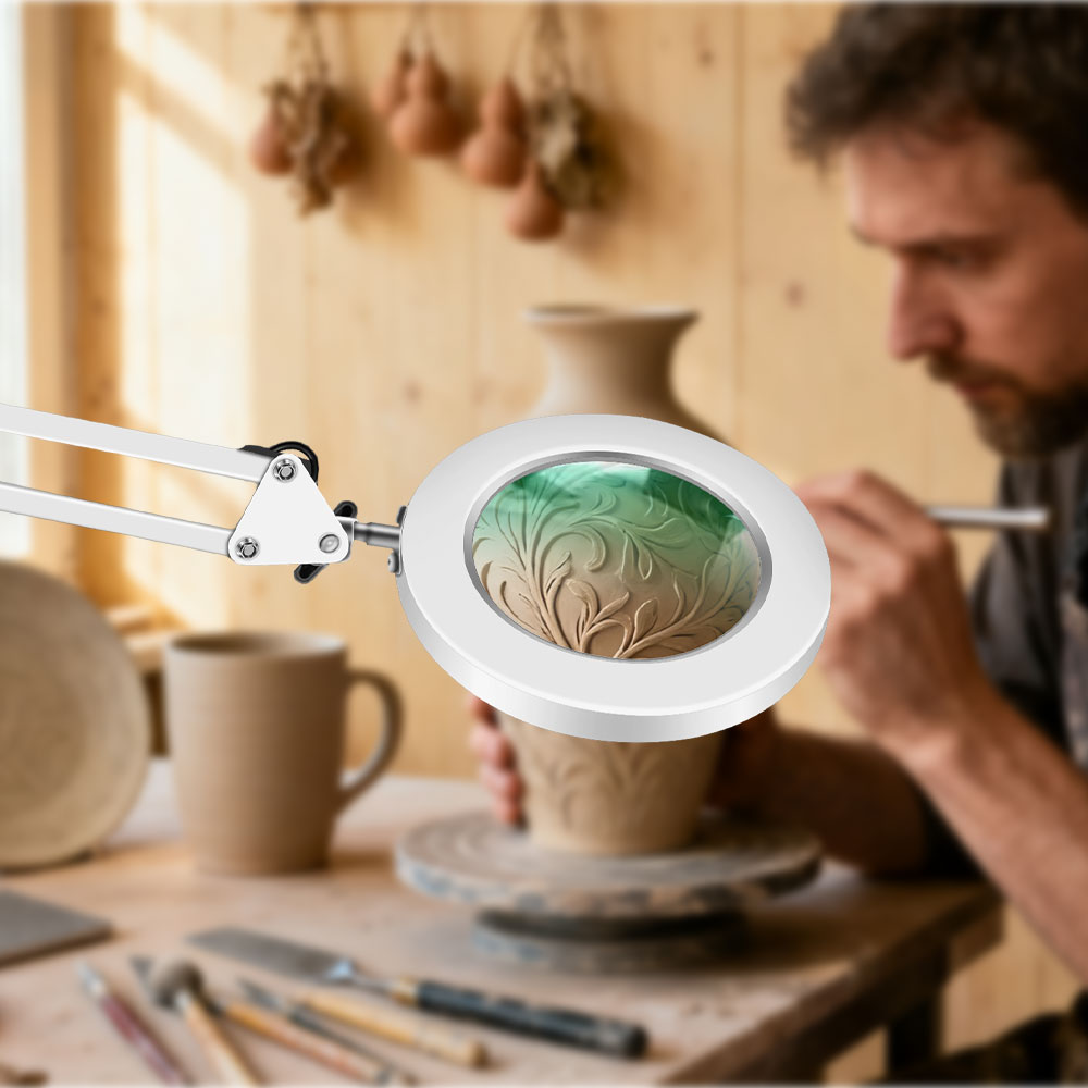 3-Segment Extra-long swing Magnifying Glass Lamp with 3 Color Adjust ...