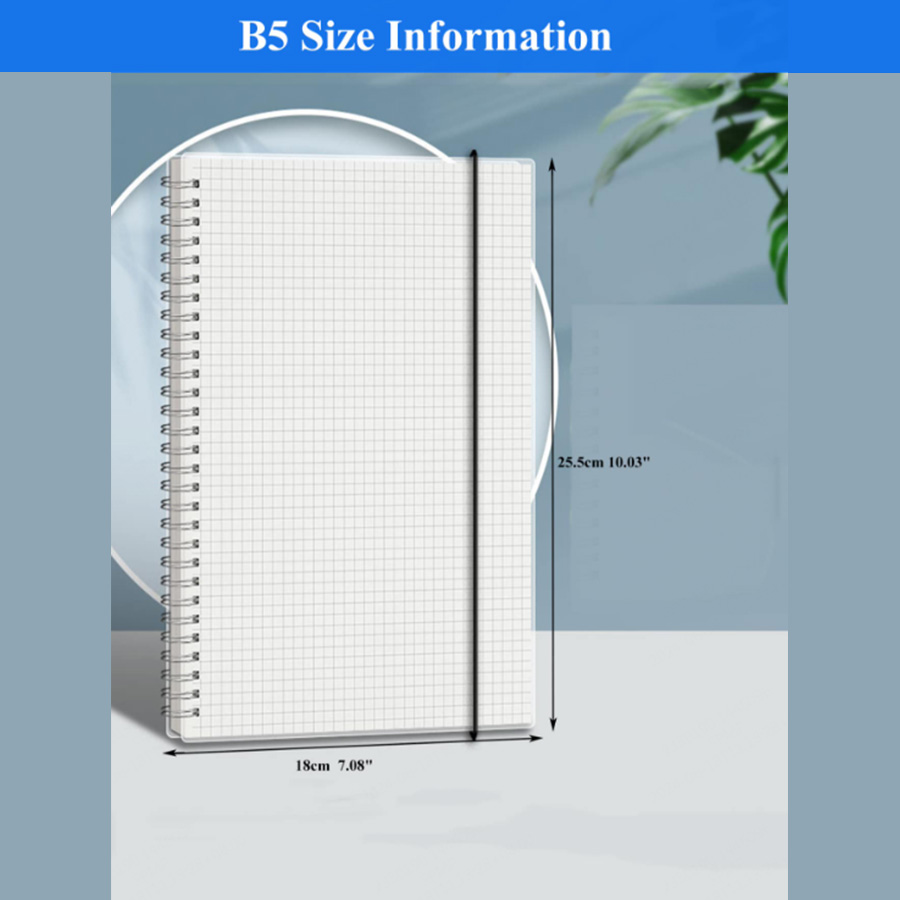 A4 A5 B5 Square Coil Notebook 120 Sheets/ 240 Pages with Elastic Band ...