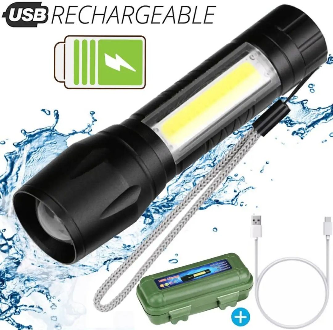 USB Rechargeable LED Tactical Powerful Mini Zoomable Torchlight | Daraz ...