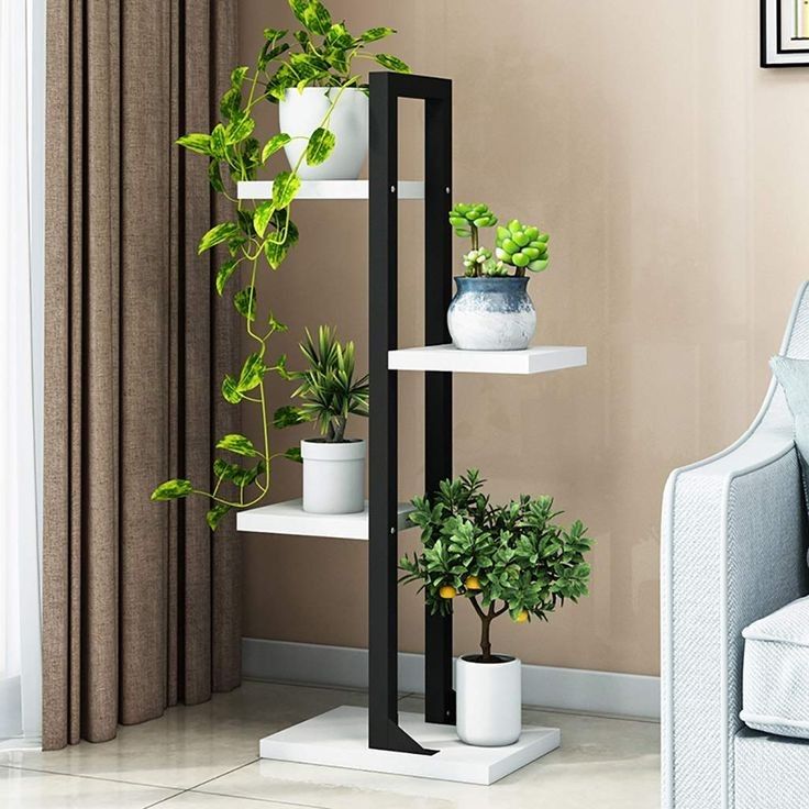 Straight 5 Step Flower Pot Holder / Metal And Wood Gamala Stand | Daraz ...