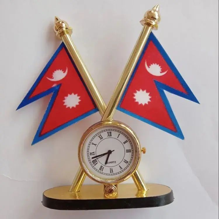 Unbreakable Nepal Flag With Watch Clock, Clock Table, Table Decor ...
