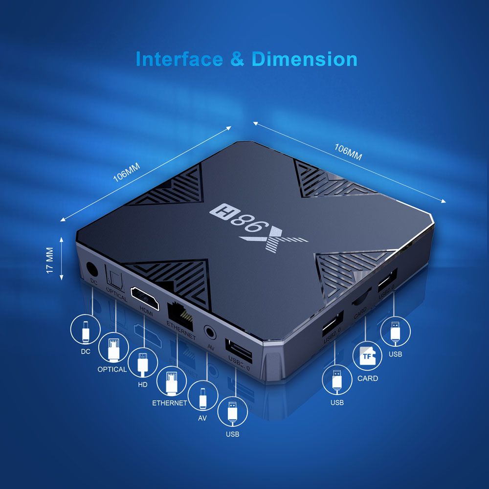 TV Box Android 10.0, X98H Android TV Boxes 4GB RAM 32GB ROM H616 Quad ...