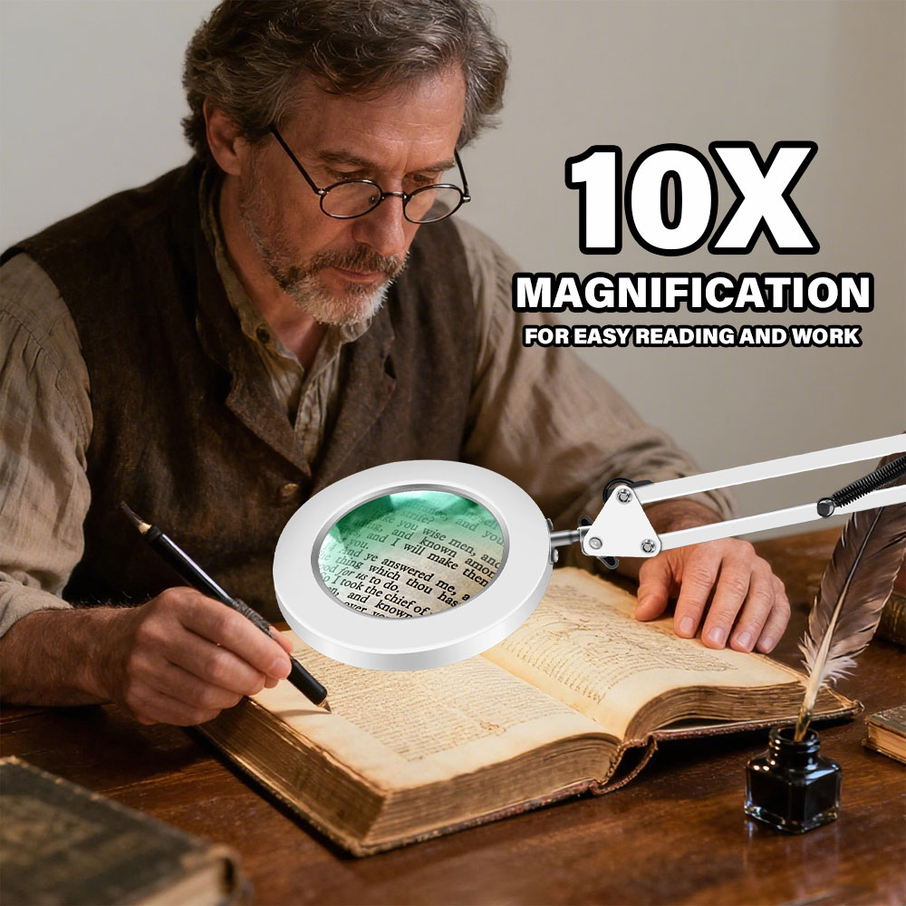 3-Segment Extra-long swing Magnifying Glass Lamp with 3 Color Adjust ...