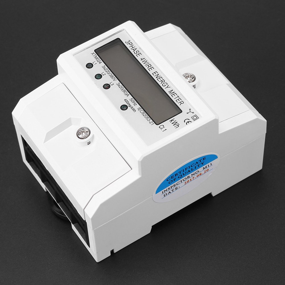 Digital Electric Meter DIN Rail Mount 3 Phase 4 Wire Kwh Electronic ...