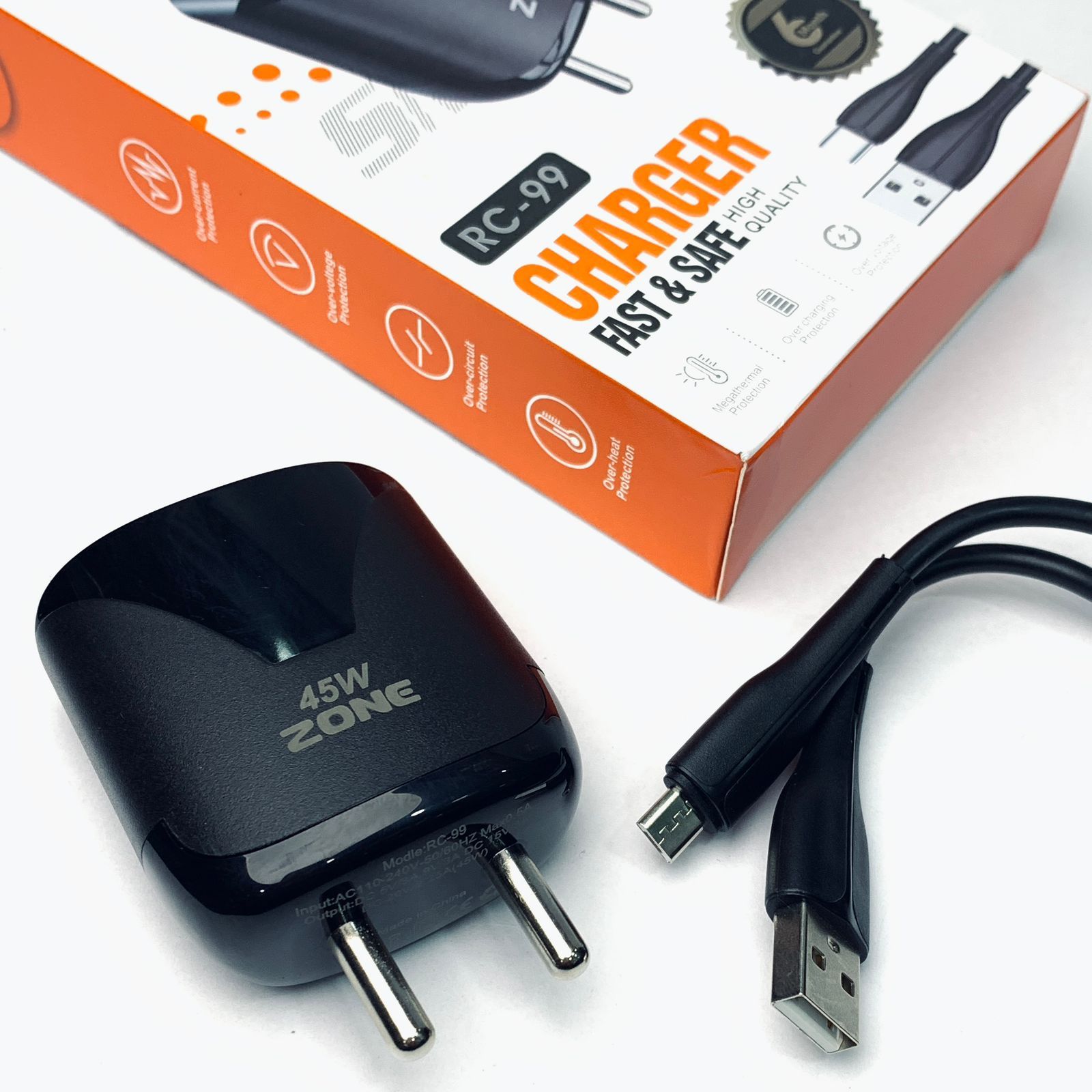 45W USB-C And Option USB Micro ZONE Fast and Safe Charger 6 Months ...