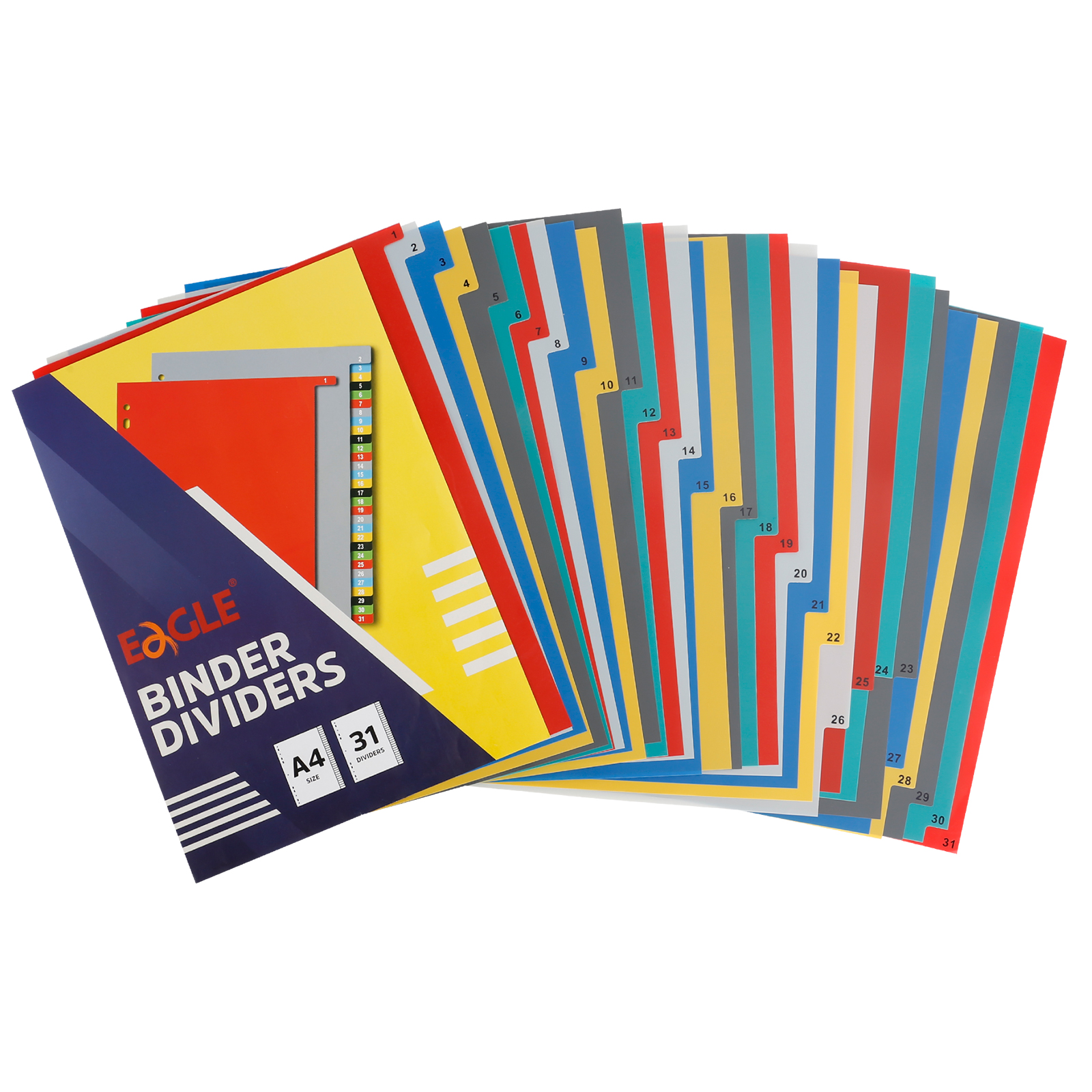 EAGLE A4 Binder Index Divider With Tabs,31 Pcs Multi-color Fit for 2/3 ...
