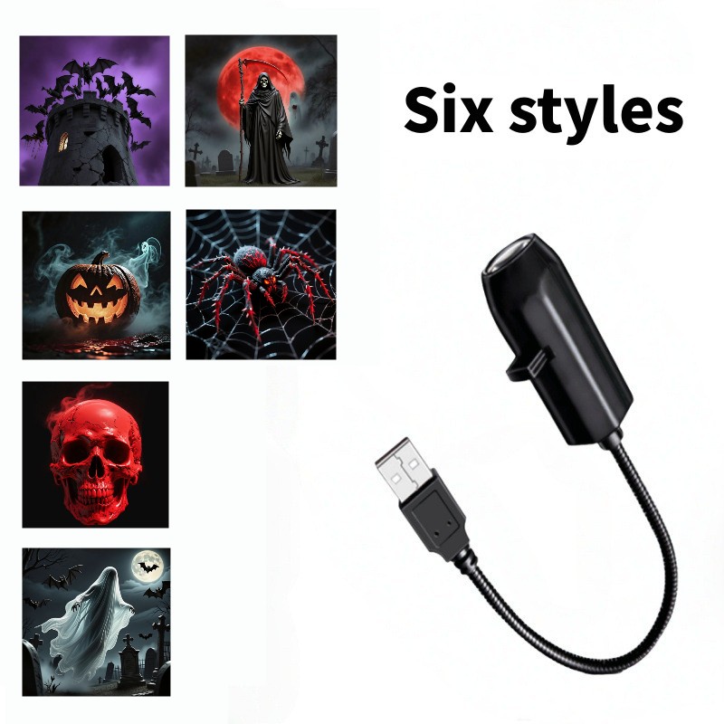 USB Projector Light Halloween Ghost Skull Night Light Switchable ...