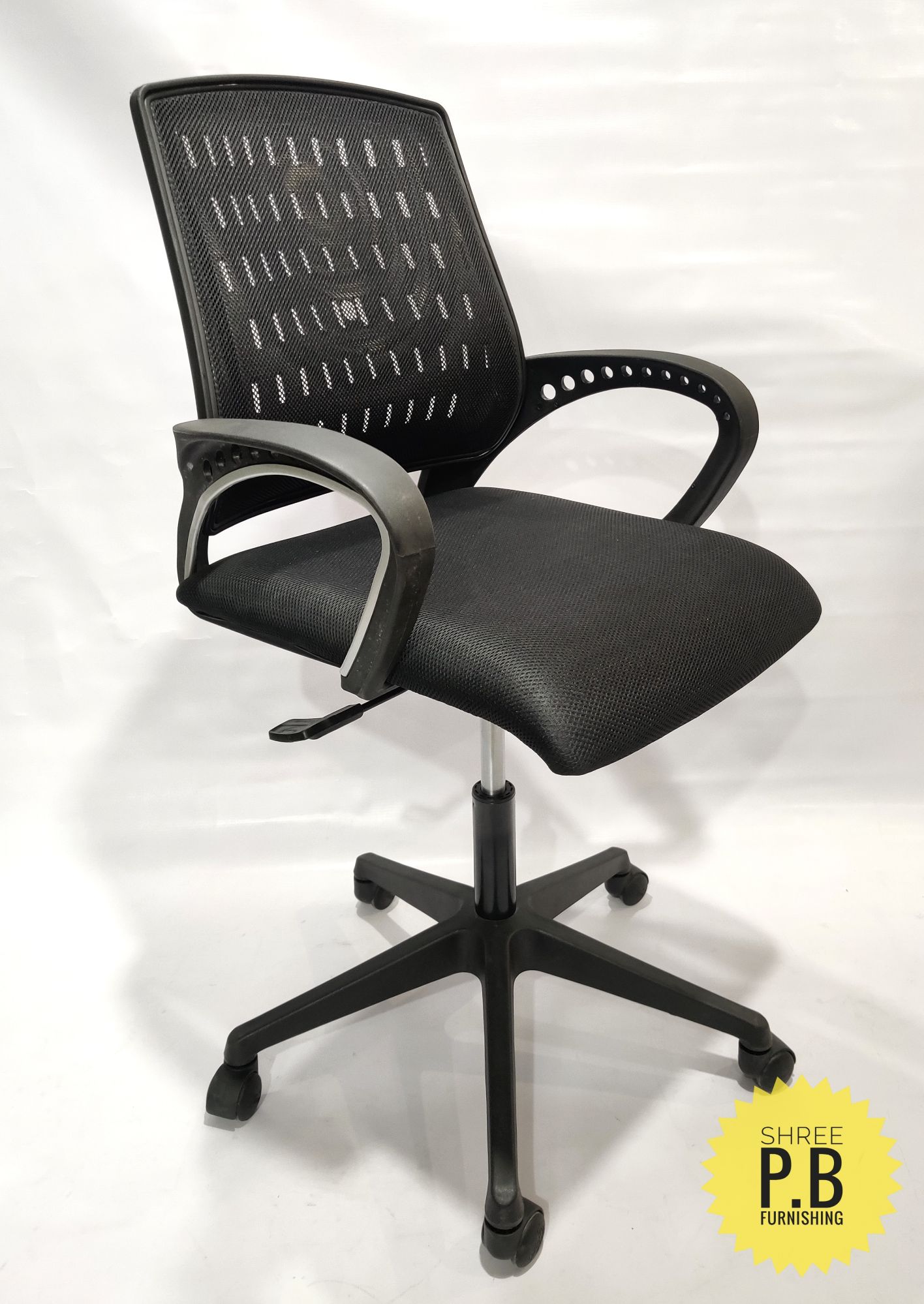 Net Revolving Medium Back Indian made chair with sturdy nylon base and ...